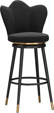 Generic Drehbarer Barhocker mit bl&uuml;tenf&ouml;rmiger R&uuml;ckenlehne, Fu&szlig;st&uuml;tze und schwarzen Metallbeinen f&uuml;r K&uuml;cheninseln, Bartheken und Esszimmer