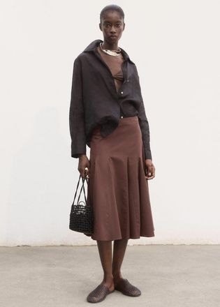 Mango Midirock mit Falten braun - Damen - M - MANGO