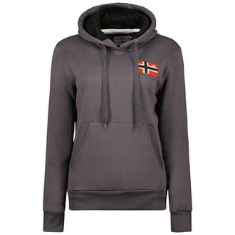 Geographical Norway Genifer Lady - Sweat Femme Capuche Poches - Sweatshirt Pull Manches Longues Chaud Hoodie Veste - Femmes Saison Printemps Ete Automne Hiver (Gris Fonce