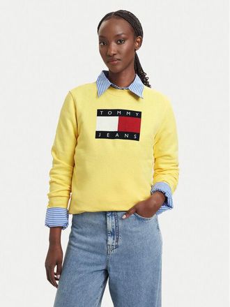 Tommy Jeans Sweatshirt Flag DW0DW22564 Hellgelb Regular Fit