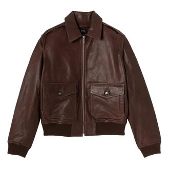 A.P.C. A.p.c., Homme, Vestes, Brun, Taille: L Blouson aviateur en cuir Gael