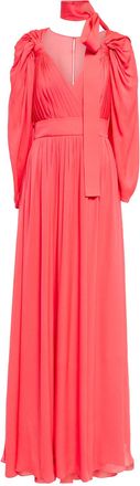 Elie Saab Pleated Silk Chiffon Gown Size XL