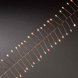 Konstsmide Micro LED Lichterkette, Firecracker, mit 6h-Timer, 60 bunte Dioden, batteriebetrieben, Innen, kupferfarbener Draht - 1465-560