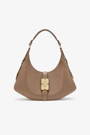 Ganni Petit sac marron Kat Coca Mocha Port&eacute; &Eacute;paule En Cuir Recycl&eacute; - Pour Femme