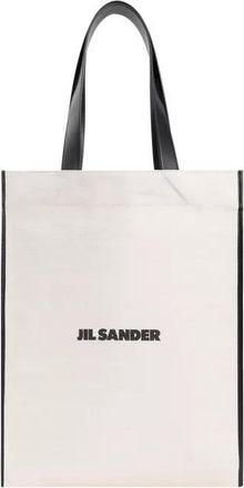 Jil Sander Shopper & Totes - Natural White Cotton Border Book Tote Bag - Gr. unisize - in Weiß - für Damen