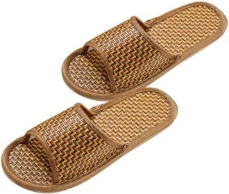 Garneck Sandales Rotin Tress&eacute; Pantoufles &Eacute;t&eacute; L&eacute;g&egrave;res Chaussures Antid&eacute;rapantes Avec Plateforme Pour Maison Marron Pointure