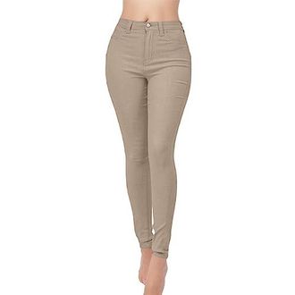 Generic Pantalon en jean extensible pour femme, kaki, XXL