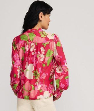 Lands End Bluse mit Tunika-Ausschnitt, Damen, Größe:44-46 regular, Pink, Viskose, by Lands End