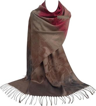 GFM design de fleurs Echarpe style Pashmina (.S1-2026-Marron Rouge) (Pash-2026-KLKEKLL)