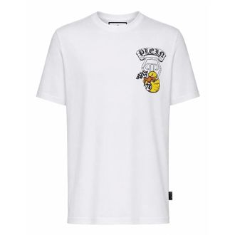 Philipp Plein Homme, Tops, Blanc, Taille: M T-Shirt Col Rond Ss Duck