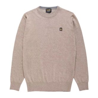 RefrigiWear Beiger Wollpullover mit Frontlogo - - Knitwear - Herren - Beige - XL