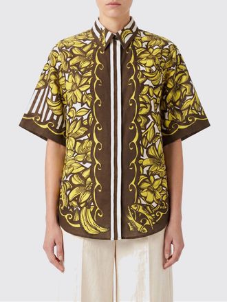 Alemais Chemise en chanvre &agrave; manches courtes avec imprim&eacute; floral et logo