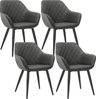 Woltu Esszimmerstühle 4er Set Küchenstühle Wohnzimmerstühle Polsterstühle Sessel, Armlehnstühle mit Rückenlehne, für Esszimmer, Küche, Wohnzimmer, Kunstlede