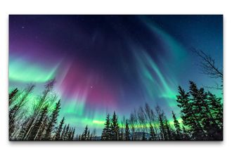 Paul Sinus Art Bilder XXL Lila und gr&uuml;ner Himmel 120x70cm Wandbild auf Leinwand