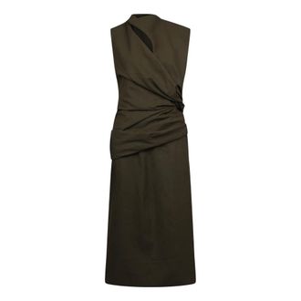 Jil Sander Drapiertes Maxikleid mit Rei&szlig;verschluss - - Dresses - Damen - Gr&uuml;n - L