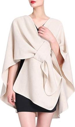 Generic Poncho Femme Hiver Chaud Chale Femme Hiver Chaud Cape Femme Effet enveloppant Manteau Laine Oversize Col Montant Fausse Fourrure