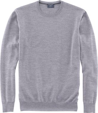 Olymp Herren Pullover Rundhals Casual.Strick,Single Jersey,Regular fit,Silbergrau 63,XXL