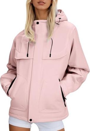 Generic Vestes longues et l&eacute;g&egrave;res pour femmes, veste softshell doubl&eacute;e en polaire, coupe-vent, rose, 3XL