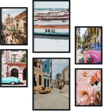 Nacnic Set 6 Kuba Plakate - Wandbild Kunstdruck Deko Posters & Prints - Inneneinrichtung im Kunstgalerie - A3 und A4 - ungerahmt