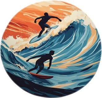 Generic Tapis dArt Abstrait Japonais Vagues g&eacute;antes et Surf, Tapis Ronds antid&eacute;rapants lavables &agrave; Poils Ras pour entr&eacute;e, Cuisine et Chambre 120x120cm