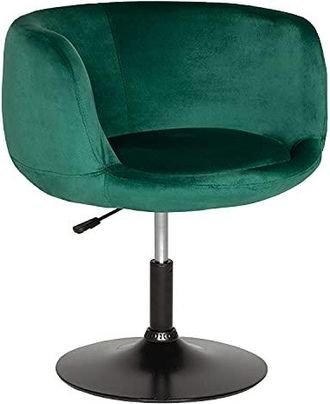 Happy Garden Tabouret de Bar Nolan en Velours Vert. Tabouret de Bar au Style Moderne, Rotation a 360° et réglable en Hauteur. Tabouret de Cuisine avec Dossier, acc