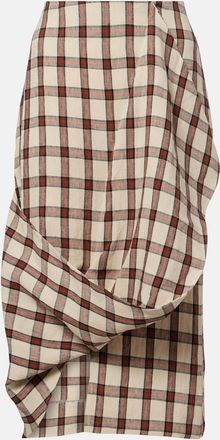 R&oacute;he R&oacute;he Jupe midi en lin &agrave; carreaux