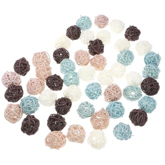 BESPORTBLE UTHCLO 72 St&uuml;ck Dekorative Rattankugeln 3cm Farbige Vasenf&uuml;ller in Wei&szlig; und Dunkelbraun Dunkelblau Wiederverwendbare Dekokugeln f&uuml;r Selbstgemacht Tisc