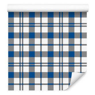 OEM Carta Da Parati A Scacchi Blu, Blu, Grigio E Grigio Chiaro, 50x1000 Cm
