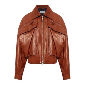 Versace Femme, Vestes, Brun, Taille: 38 FR Blouson en cuir