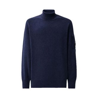 C.P. Company Pullover mit Rollkragen aus Lammwolle- Lens Sweater- Total Eclipse-S - - Knitwear - Herren - Blau - L
