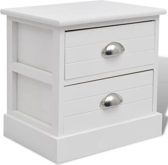 vidaXL Table de chevet en style fran&ccedil;ais 2 pcs Blanc Vidaxl