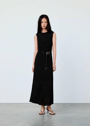 Mango Robe fronc&eacute;e ceinture marron - Femme - XS - MANGO