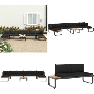 vidaXL 5-tlg. Garten-Ecksofa-Set mit Auflagen Aluminium und wpc - Outdoor-M&ouml;bel - Gartenm&ouml;bel - Eckcouch - Lounge Set - Alu-Couch - Home & Living