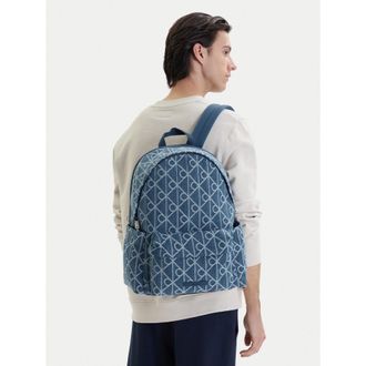 Calvin Klein Rucksack Calvin Klein Emblem Aop Denim Round Backpack LV04D3429G Blau