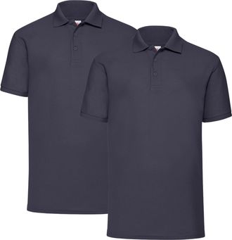 Fruit Of The Loom 2er Pique Poloshirt Herren Polo M L XL XXL 3XL 4XL 5XL HLKauf-Block (XXL, 2er Deep Navy & 1x HLKauf-Block)