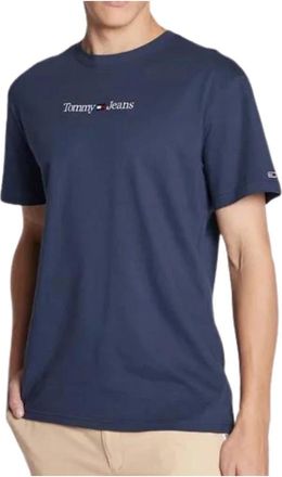 Tommy Jeans Classic Linear Baumwoll T-Shirt Blau - - Tops - Herren - Blau - M