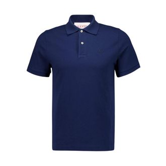 Valentino Garavani Indigo Baumwoll Polo Shirt - - Tops - Herren - Blau - S