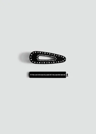 Mango Lot de barrettes &agrave; cheveux avec strass noir - Femme - Taille unique - MANGO