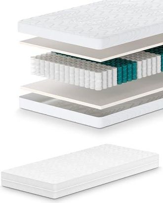 Mister Sandman Taschenfederkernmatratze 140 x 200 cm Ergonomische &Ouml;ko-Tex Zertifiziert Orthop&auml;dische Matratze H3, H2 - H&ouml;he 18 cm, 7 Zonen Federkernmatratze Wendemat