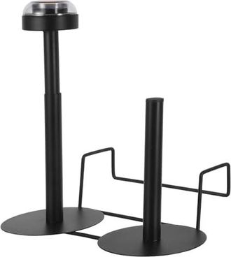 NUOBESTY Distributeur de Paquet d&Eacute;picerie Suspendu Noir Double T&ecirc;te Porte-Rouleau de Paquet Plastique Robuste Support Mural pour Supermarch&eacute;s et Commerces Orga