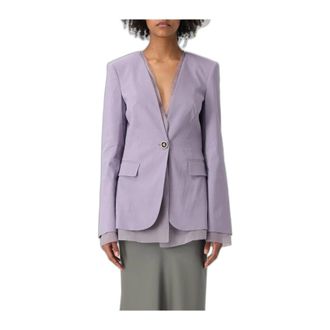 Pinko Pinko - Blazer en Misto Lino - Femme - Vestes - Violet - Taille: 38 FR