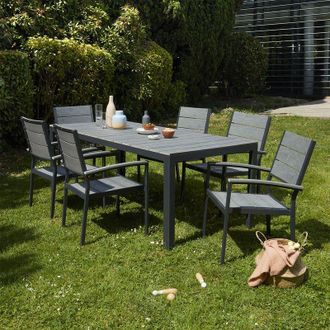 Cémonjardin Cémonjardin - Salon de jardin en aluminium et polywood - 6 fauteuils