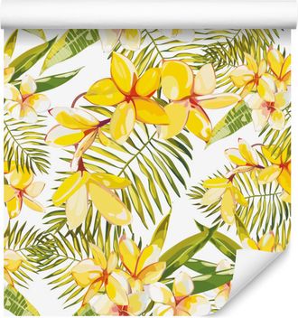 OEM Carta Da Parati Con Fiori E Foglie Di Palma Per Soggiorno E Camera Da Letto, 50x1000 Cm