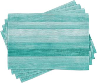 Abakuhaus Teal Platzmatten, Osterferien Theme, Waschbare Stoff Esszimmer Küche Tischdekorations Digitaldruck, Türkis