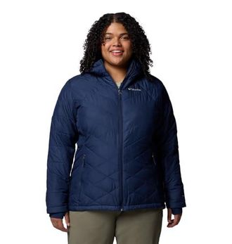 Columbia Veste &agrave; capuche Heavenly pour femme, veste matelass&eacute;e &agrave; capuche, bleu marine coll&eacute;gial, taille L