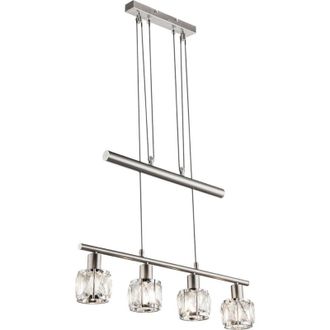 Globo Lighting Balkenpendelleuchte kris h&ouml;henverstellbar mit Glaskristallen Silber, Breite 60cm