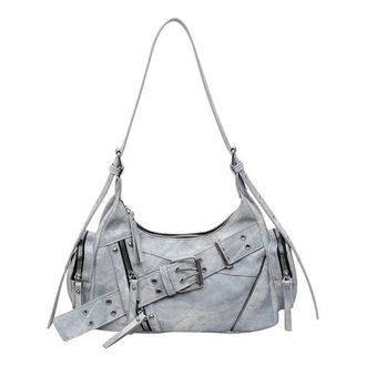 Generic Kexpery Sac &agrave; Bandouli&egrave;re Y2K PU Femme Style Punk avec Boucle de Ceinture Sac de Voyage, Shopping, Quotidien