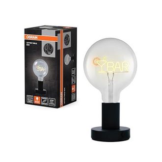 Osram 1906 Letter LED Tischleuchte Bar-Schriftzug, Neon, 1,2W, E27, schwarz, warmweiß, Textilkabel