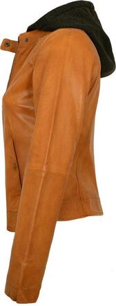 Jilani Lederjacke Ashley Jilani Collection - Damen Lederjacke Lammnappa Kapuze dunkles gelb