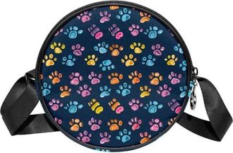Generic Petit sac &agrave; bandouli&egrave;re circulaire pour femme, petit sac &agrave; bandouli&egrave;re avec fermeture &eacute;clair, bretelles r&eacute;glables, sac &agrave; main rond d&eacute;contract&eacute; pour fe
